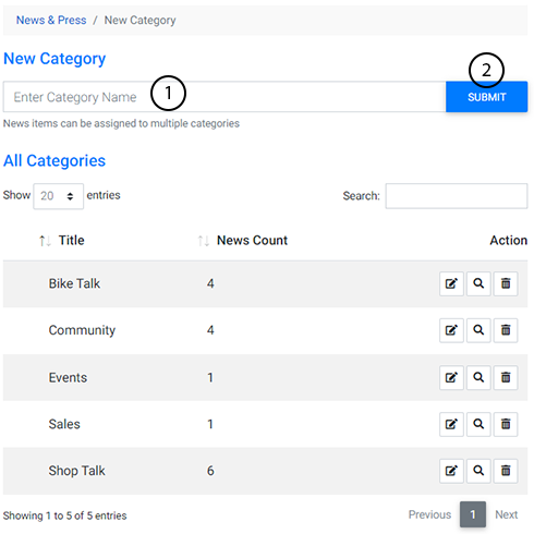 Add and Edit News Categories - Third Wave Digital